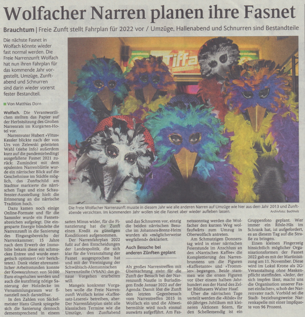Wolfacher Narren planen ihre Fasnet